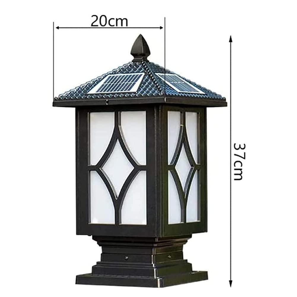BOOHR Outdoor Solar Post Lights, IP65 Waterproof Antique Lawn Lights LED 2-Color Light Exterior Pillar Lights Fixture for Home Garden