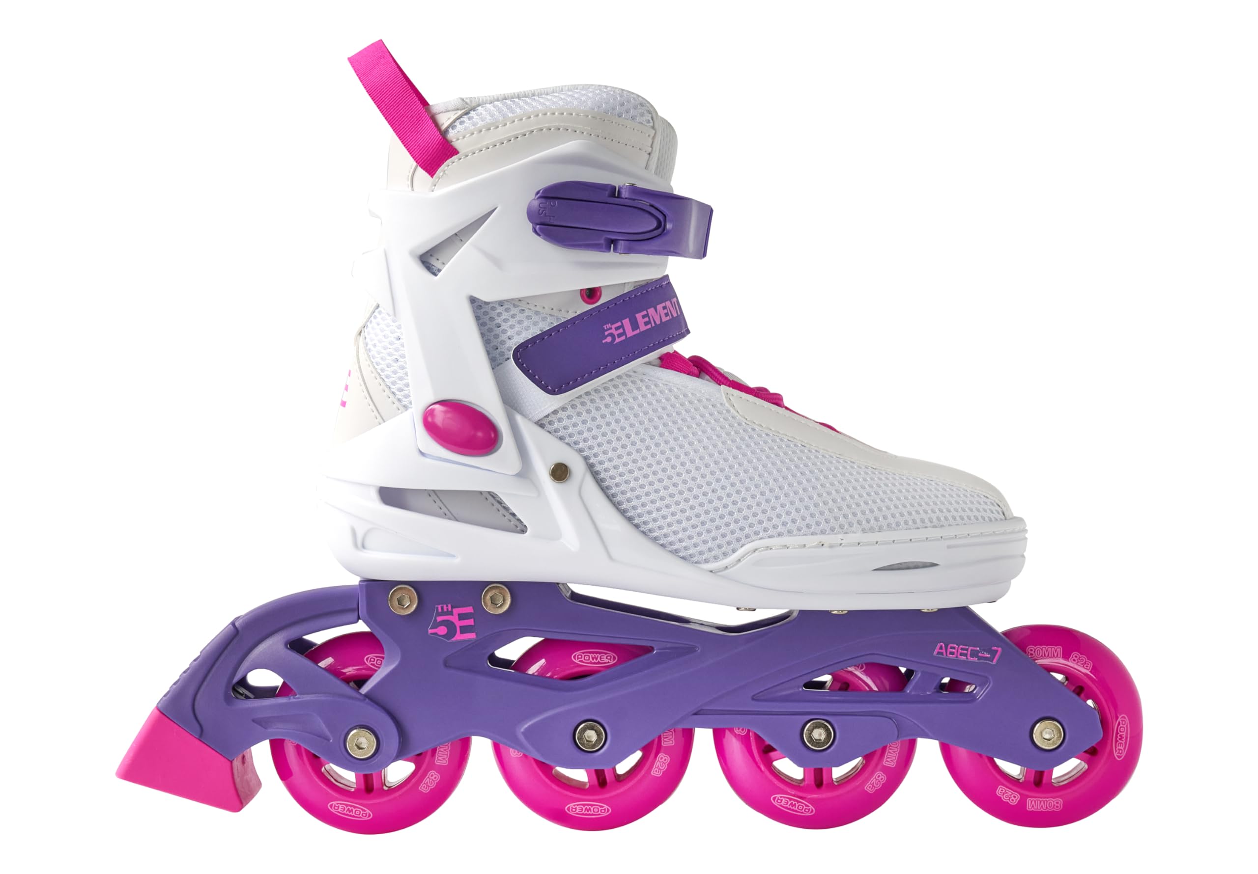 5th Element Lynx LX Inline Skates for Women with Adjustable Strap, 80mm Wheels, and Soft Boot Fit for Skating, Roller Derby, Roller Hockey (9.0-Retro White)