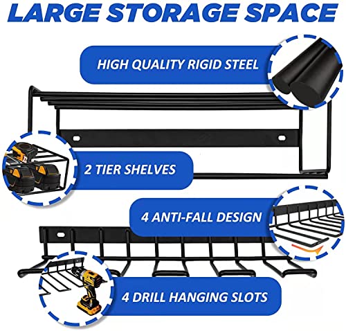 Bygytyo Heavy Duty Floating Tool Shelf, Power Tool Organizer for Handheld Power Tools, Drill Holder Wall Mount Storage Rack, 100# Weight Limit, Compact Removable Design, Perfect for Father's Day
