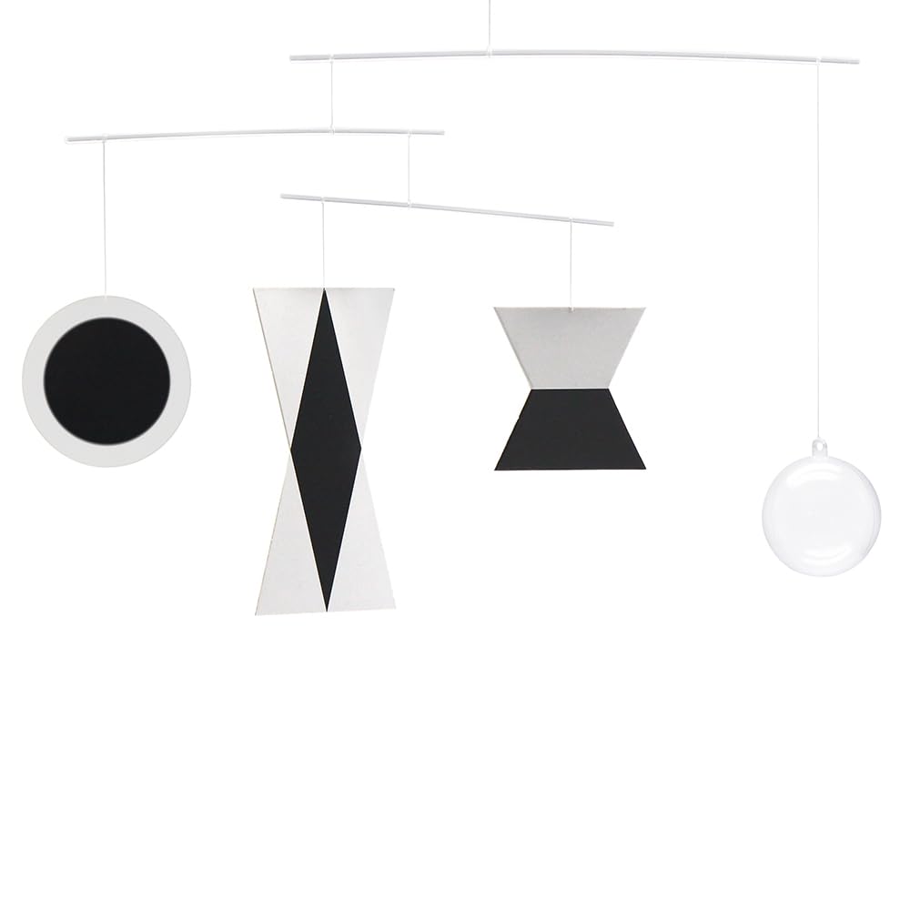 Four Classic Montessori Visual Mobiles, Munari (with Plastic Ball), Octahedron, Gobbi, Dancers, Optional Gobbi Colors, Blue, Green, Pink (4 Mobiles with Green Gobbi)