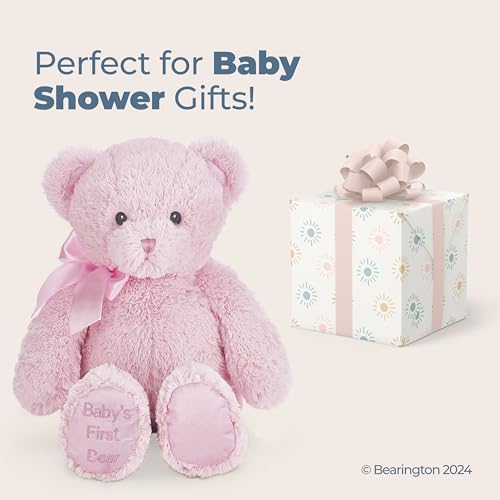 Bearington Pink Teddy Bear Plush, 12 Inch Stuffed Animal for Girls