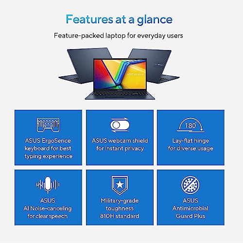 asus Vivobook 15 Laptop, 15.6''FHD, Intel Core i3-1215U, Intel UHD Graphics, 16GB RAM, 512GB SSD, Windows 11 Home in S Mode, w/Mousepad