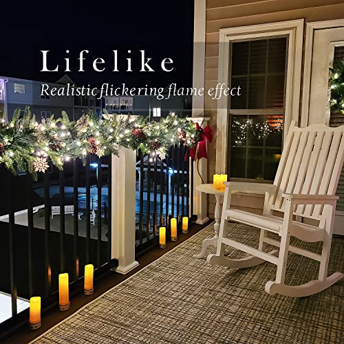 Amagic Flameless Candles Battery Operated Candles Flickering, Outdoor Waterproof LED Pillar Candles with Remote Control and Timer, D 2.2" x H 4" 5" 6" 7" 8" 9", Ivory, Plastic, Set of 9