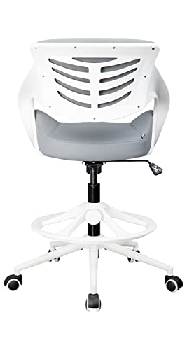 BOJUZIJA Tall Office Chair,Drafting Chair,Standing Computer Desk Chair with Foot Rest- Waist Support Function-Grey