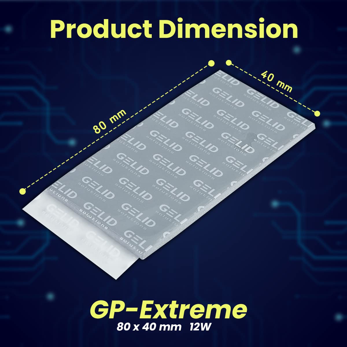 Gelid Solutions GP-Extreme Thermal Pad 80 x 40 x 2.0 mm Excellent Heat Conduction, Ideal Gap Filler Easy Installation Thermal Conductivity 12W