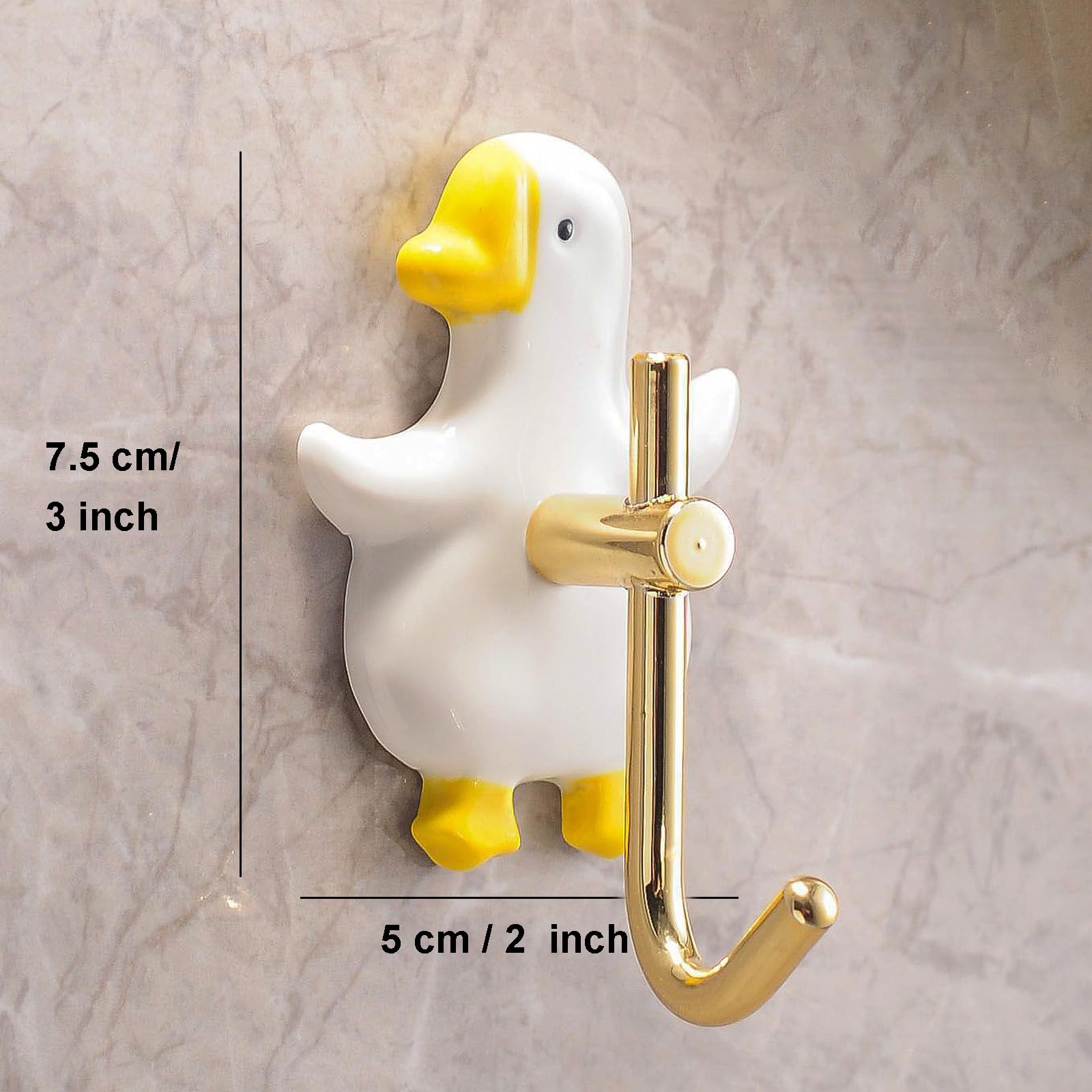 Acubtybuy Wall Hooks Set of 2, Cute Duck Handmade Hooks Coat Hooks, Hat Coat Key Leash Towel Hanger, Key Holder for Wall Rustic Decor Gifts (2 Pack)