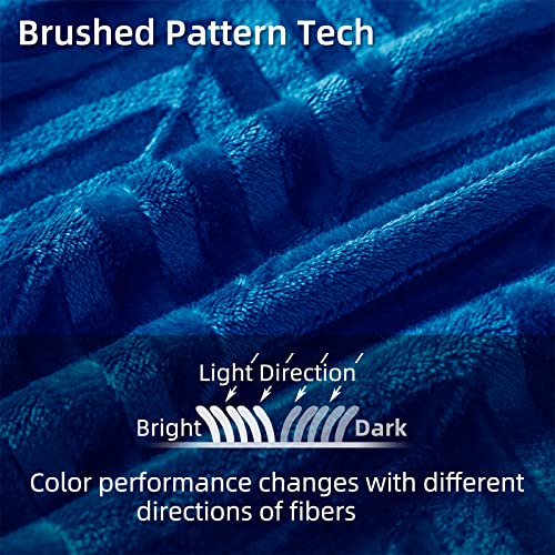 Whale Flotilla Fleece Throw Blanket for Couch, Soft Fluffy Sofa Bed Blanket with Chevron Pattern for All Season, Warm and Lightweight, 50x60 Inch, Royal Blue