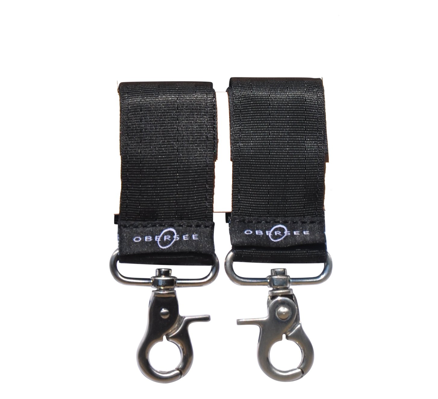 Obersee Universal Stroller Straps for Diaper Bags, 360 Degree Rotation for Super Convenience (Black)