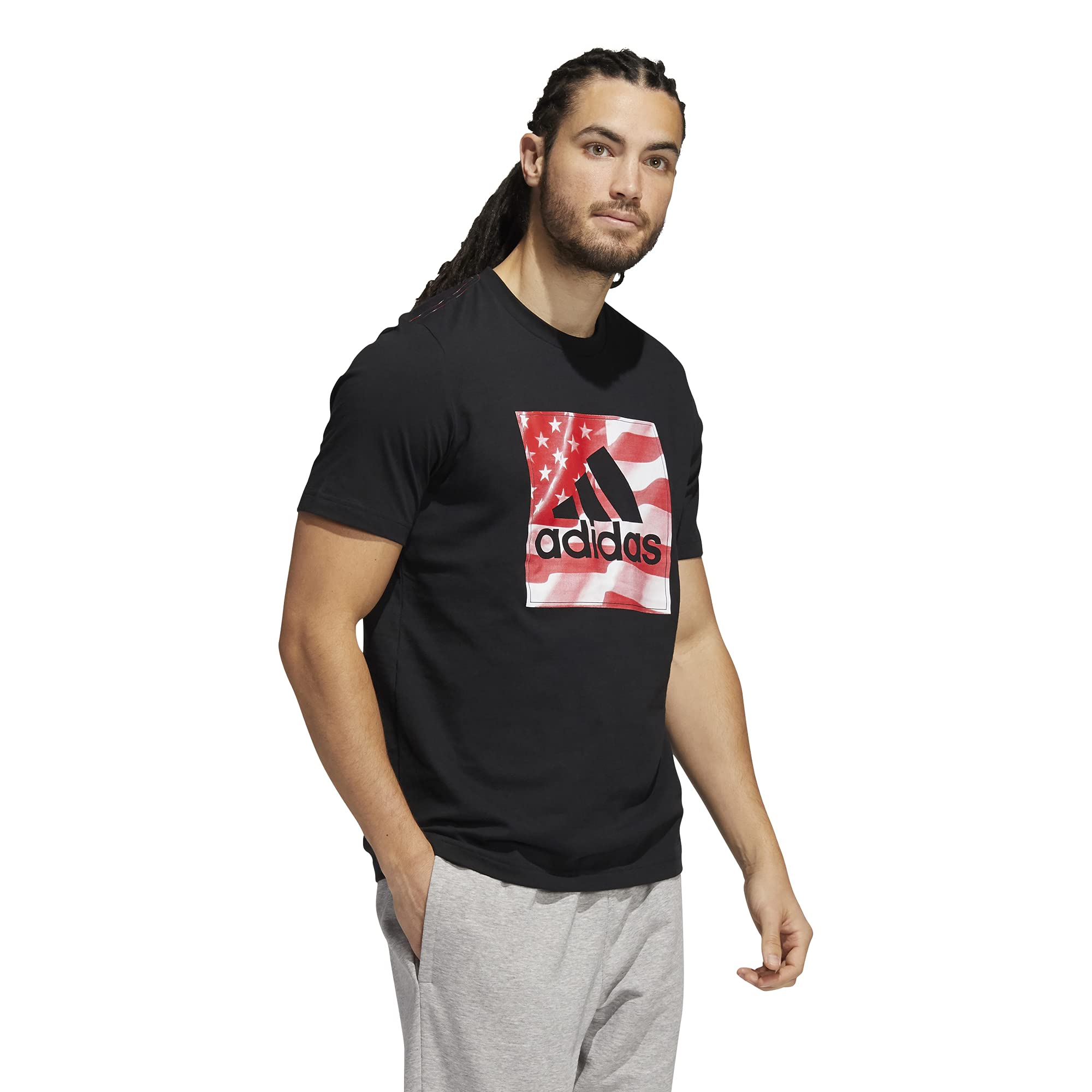 adidas Mens Americana Cotton Graphic T-Shirt Medium Grey Heather Large