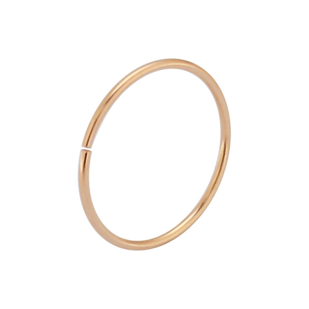 9 Karat Rose Gold 22 Gauge - 6MM Diameter Seamless Continuous Open Hoop Nose Piercing Ring Jewelry