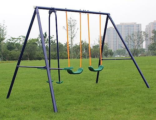 AOKUNG Outdoor Heavy-Duty Metal Swing Set for Kids