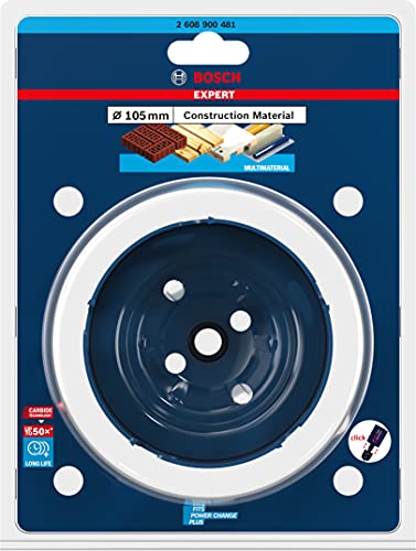 Bosch 1x Expert Construction Material Hole Saw (for Softwood, Chipboard, Ø 105 mm, Professional Accessory Rotary Drill/Drivers)