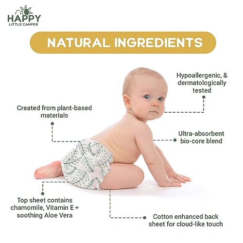 Happy Little Camper Natural Flushable Wipes - Hypoallergenic Wet Wipes with Aloe Vera, Chamomile and Pomegranate Extract - Unscented Baby Wipes Safe for Sensitive Skin - 150 Count