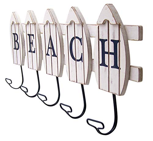 White Beach Wall Hooks for Towels, Coats, Coastal Beach House Decor, 2 Feet