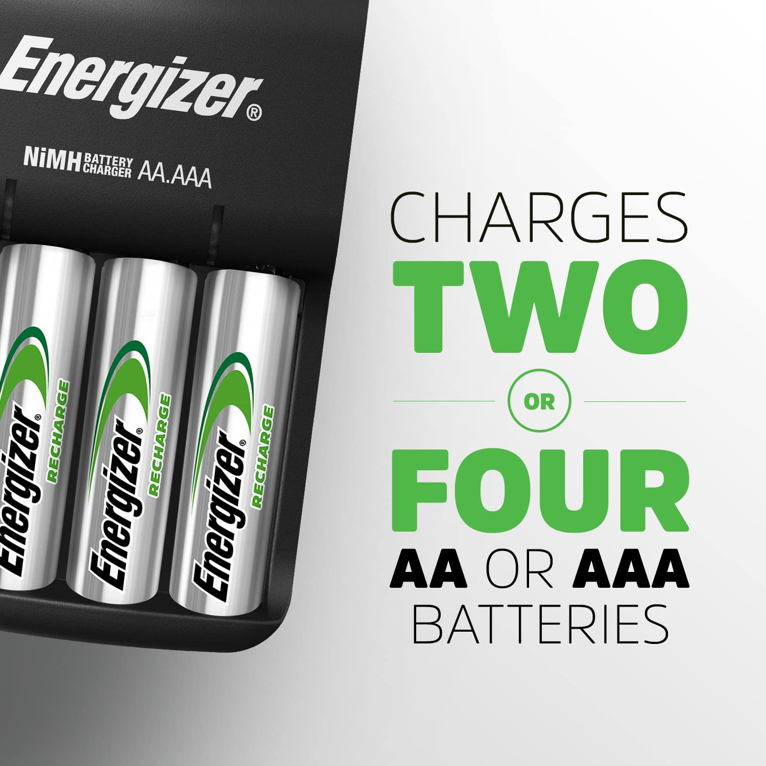 Energizer Recharge Basic Charger with 2 AA NiMH Rechargeable Batteries LED Indicator & Rechargeable AAA Batteries, Recharge Power Plus, NiMH, 800 mAh Combo Pack, 6 count