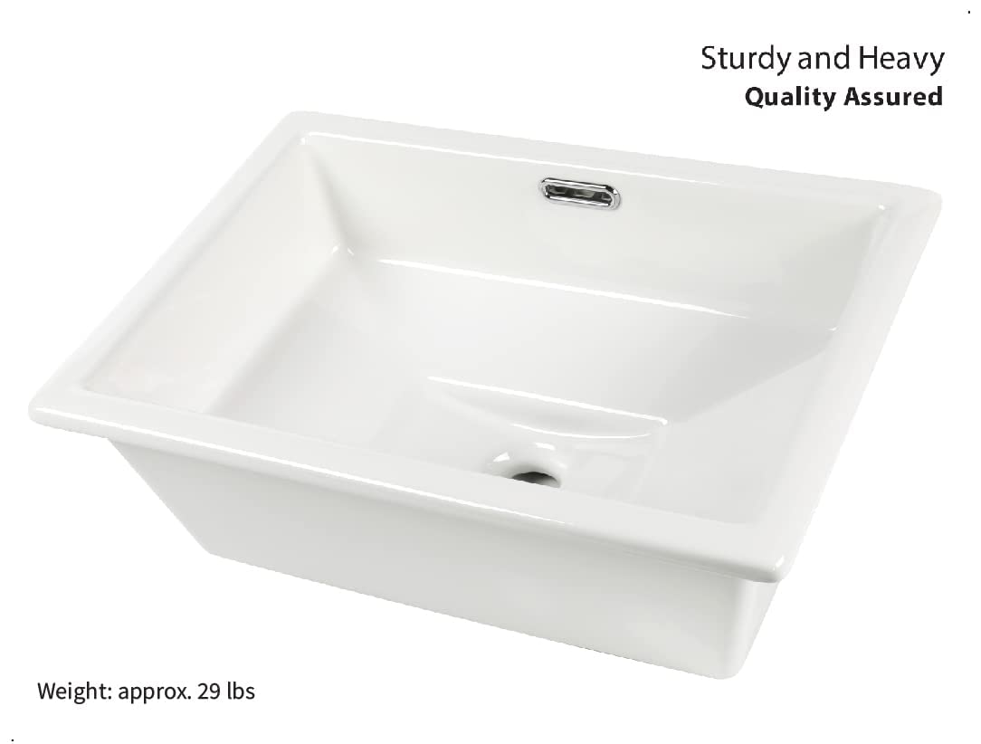 AMASHEN 20.5" x 14.4" Self-rimming Bathroom Sink Undermount or Drop-in Ceramic Vanity Basin with Overflow