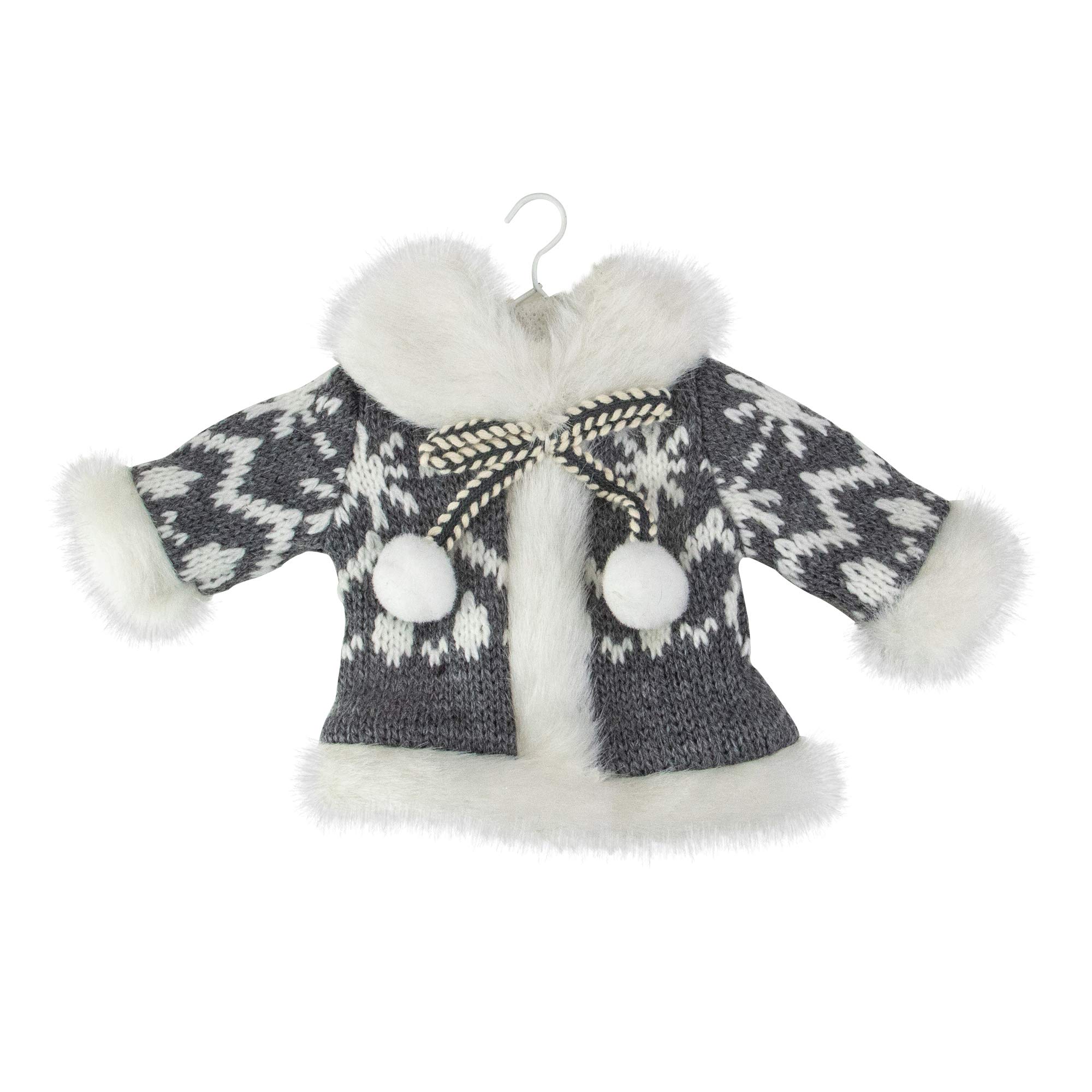 8" Gray and White Knit Nordic Print Sweater Christmas Ornament