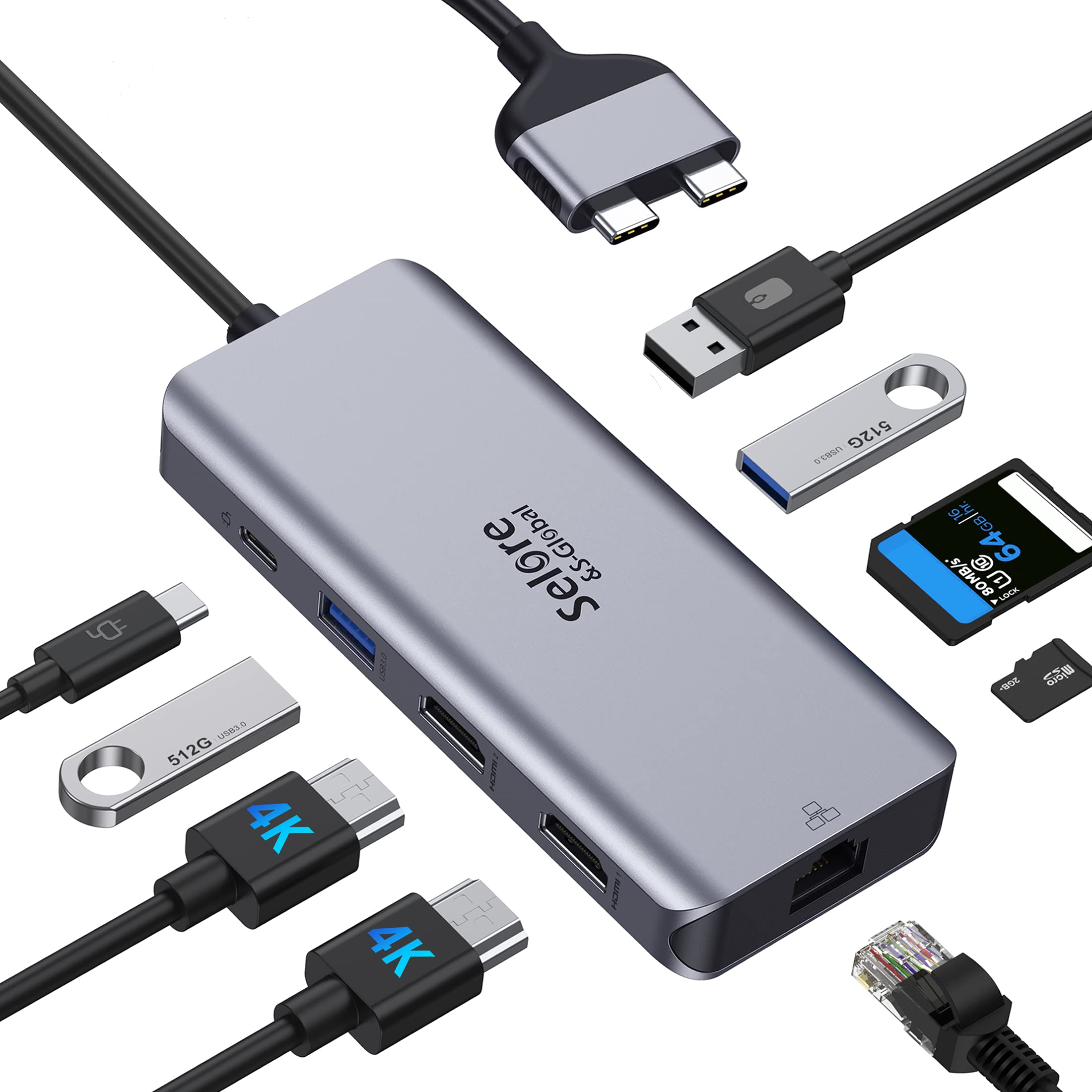 7 in 1 USB C Adapter for MacBook Pro Adapter+9-in-2 MacBook Pro Docking Station