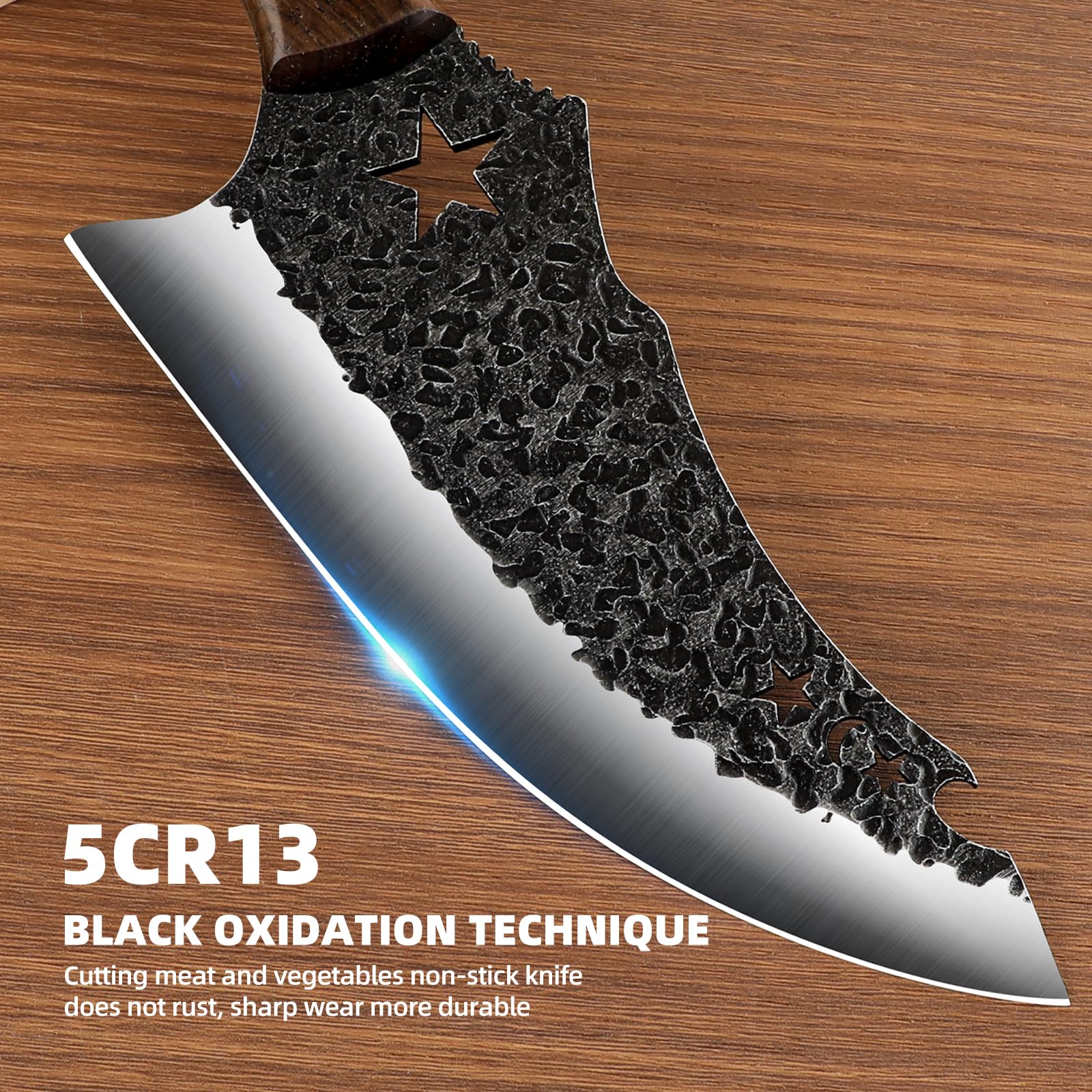 Meat Cleaver Sharp Chef Knife for Butcher Knife with Ergonomic Handle Viking Knife with Opener & Sheath for Kitchen BBQ Camping Outdoor