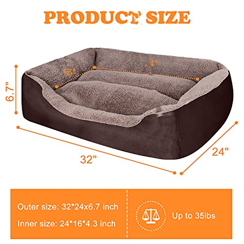 PUPPBUDD Dog Beds for Large Dogs, Rectangle Washable Dog Bed Comfortable and Breathable Pet Sofa Warming Orthopedic Dog Bed for Large Medium Dogs