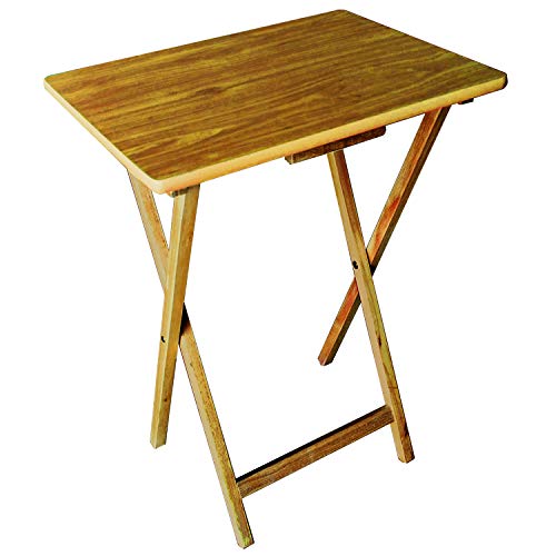 Plastic Development Group Heavy Duty Versatile Compact Folding Portable Table 5 Piece Wood Television TV Tray Set, Natural