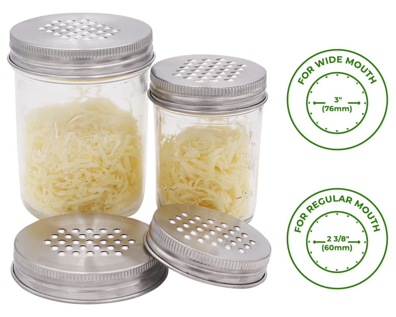 Mason Jar Lifestyle Grater/Shredder Lid for Wide Mouth Jars (3 Pack)