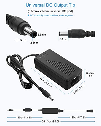 ALITOVE DC 12V 5A Power Supply Adapter Converter Transformer AC 100-240V Input with 5.5x2.5mm DC Output Jack for 5050 3528 LED Strip Module Light