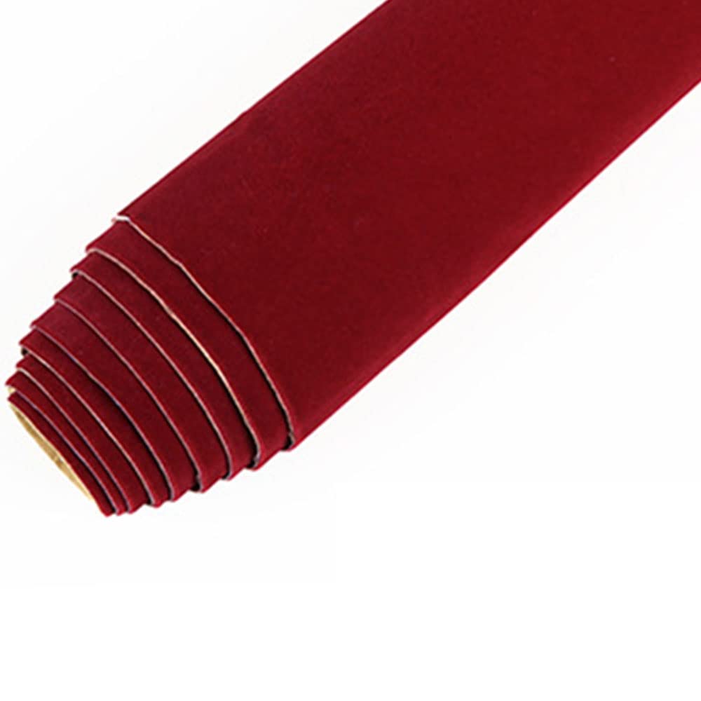 Self Adhesive Velvet Fabric StickyFelt Sheets ,Jewelry, Drawer Liners Craft Fabric Peel and Stick Paper 17.78 x 199.78 cm(Red)