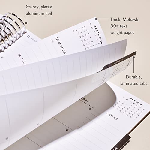 7" x 9" Platinum Coiled Dated Weekly Focused Planner (July 2023 - June 2024) - Mustard Mosaic Vegan Leather Cover, Dated 12-Month, Weekly & Monthly Agenda by Erin Condren
