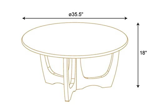FINECASA Wooden Curved Leg Round Coffee Table , Accent Couch,Home Decoration, Living Room Tables, 35.5 x 18 Inches, Natural