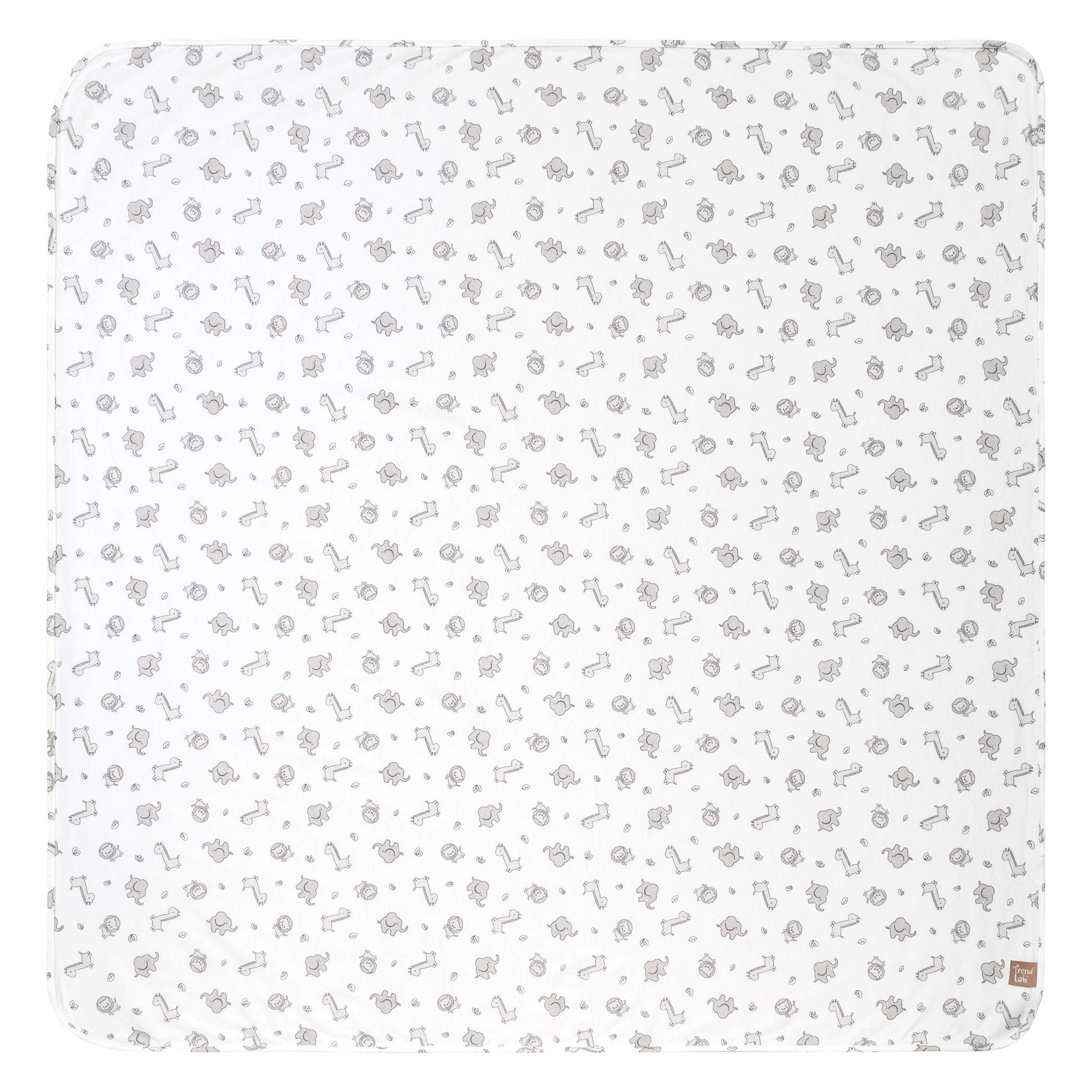Trend Lab Safari Chevron Jumbo Deluxe Flannel Swaddle Blanket-Safari Animal Print, 100% Cotton Flannel, Gray, White, 48 in x 48 in