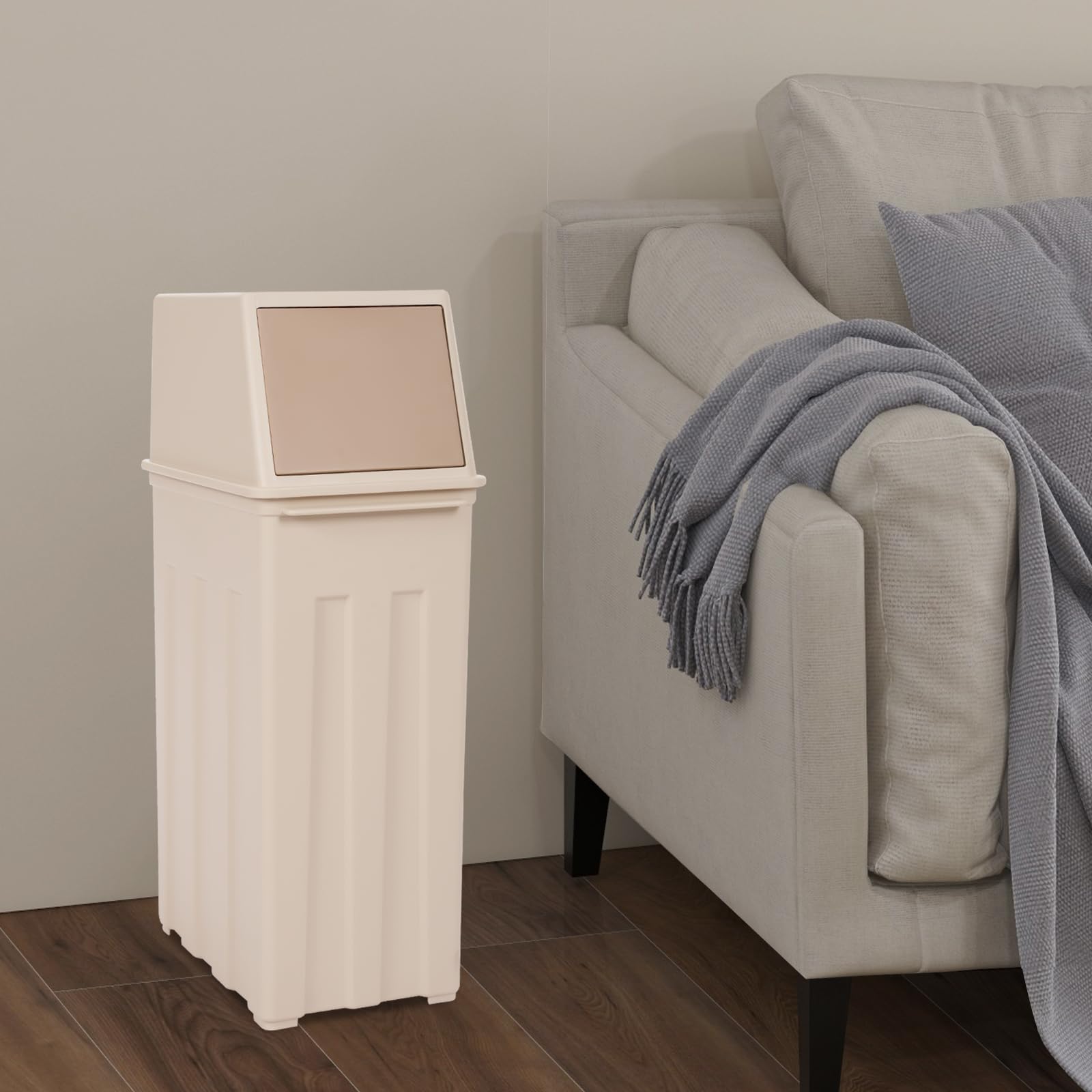 8 Gal Trash Can Tall & Narrow Trash Bin for Kitchen Slim Trash Can with Lid Floor Standing Swing Door Waste Basket, 7.48 x 11.81 x 24.61in