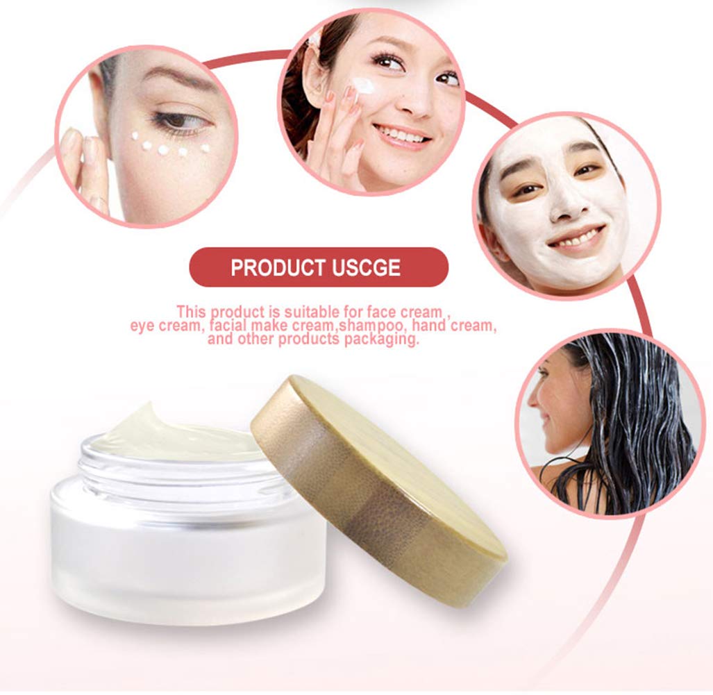 Frosted Glass Cream Jars,2 Pack 100ml/3.4oz,Natural Bamboo lids Empty Refillable Cosmetic Container Bottles Glass Cosmetic Sample Jars with lids for Face Cream Make Up Eye Shadow Travel