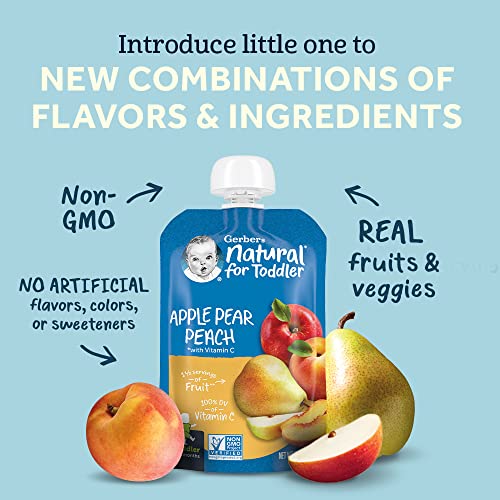 Gerber Baby Food Pouches, Toddler 12+ Months, Fruit & Yogurt, Strawberry Banana, 3.5 Ounce