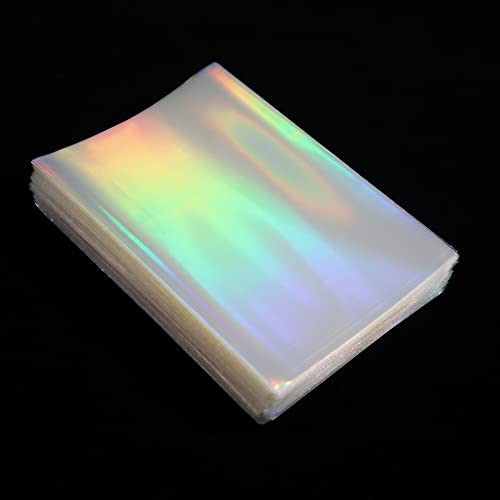 Black Lotus 100CT Double Side Foil Gemstone Rainbow Laser Flashing Card Sleeves Trading Cards Shield Magic Card Protector Holographic Flashing Protective Idol Cover (Rainbow 65x90mm)