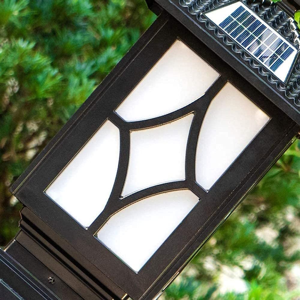 BOOHR Outdoor Solar Post Lights, IP65 Waterproof Antique Lawn Lights LED 2-Color Light Exterior Pillar Lights Fixture for Home Garden