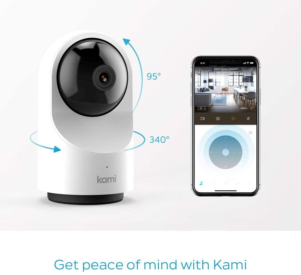 Kami Home Security Camera System 1080P HD Indoor Smart Cam, Motion-Activated with 2.4G/5G Dual-Band Wi-Fi, YI Home APP - Compatible with Alexa and Google Assistant