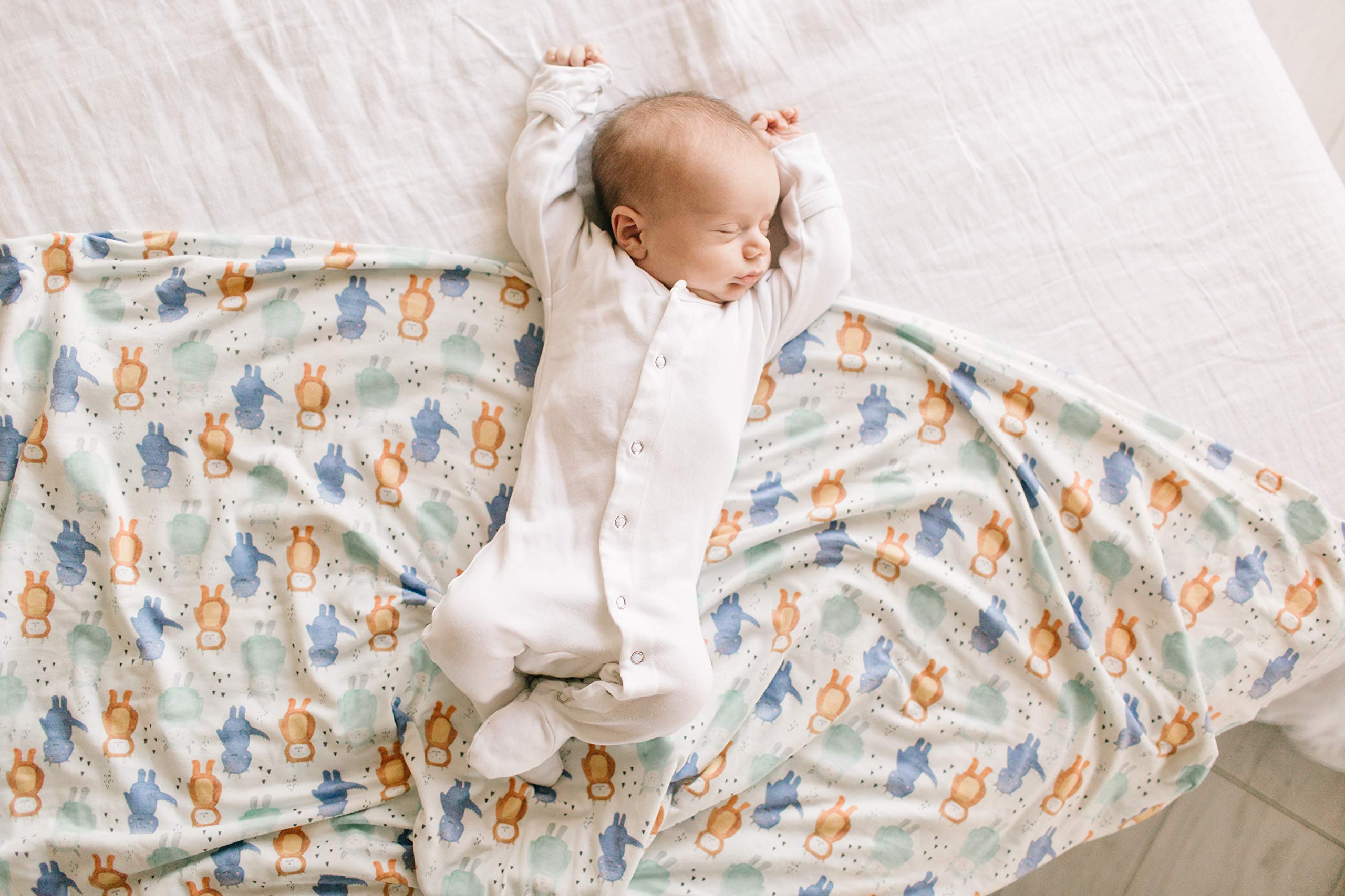 Large Premium Knit Baby Swaddle Receiving Blanket "Max" by Copper Pearl