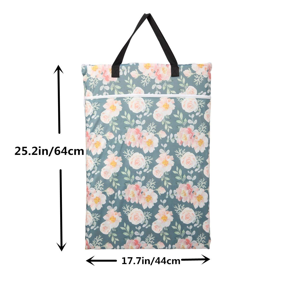 Sigzagor 2 Pack Large Hanging Wet Bags Laundry Pail Bags Cloth Diapers Reusable (Grey Chevron)