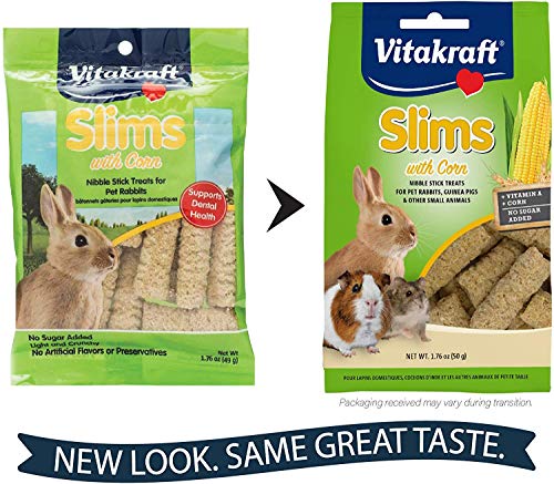 Vitakraft 12 Pack of Rabbit Treat Slims with Corn, 1.76 Ounces Each, No Sugar Added