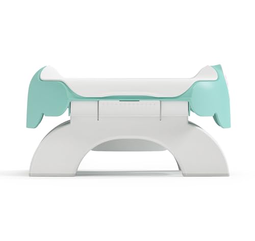 OKBABY On The Spot 3 in 1 Travel Potty Seat - Compact & Lightweight Design - Features Non-Slip Rubber Base - Removable Inner Bowl - Toilet Training Seat for Toddlers & Children, Turquoise