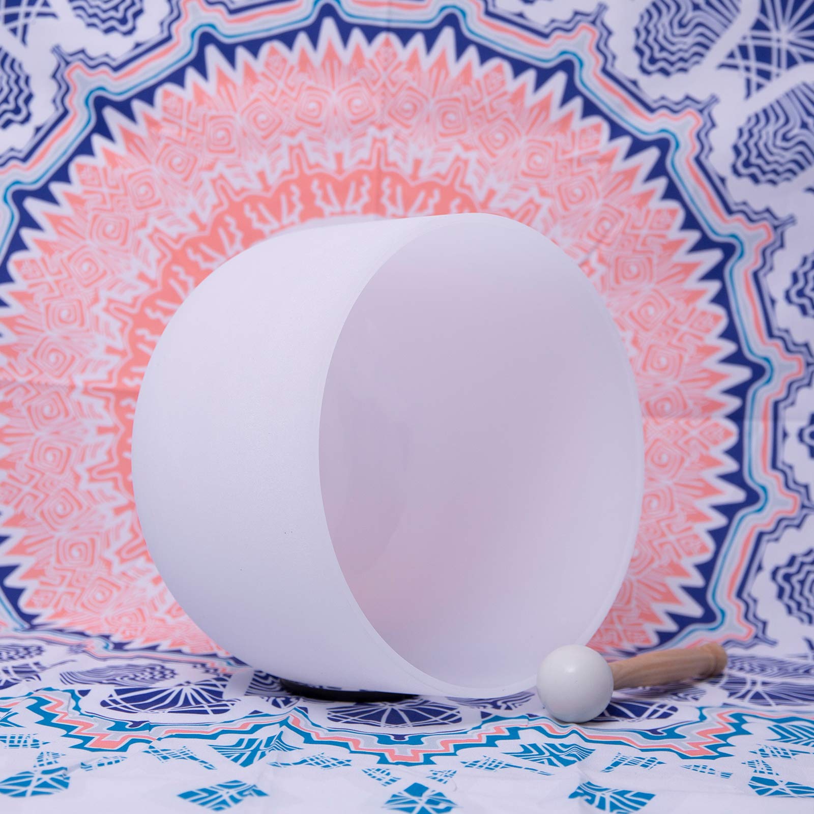 432Hz Perfect Pitch B Note Crown Chakra Frosted Quartz Crystal Singing Bowl 8 inch mallet and o-ring included