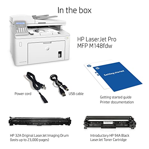 HP Laserjet Pro M148fdw All-in-One Wireless Monochrome Laser Printer, Fax, Mobile & Auto Two-Sided Printing, Works with Alexa (4PA42A)