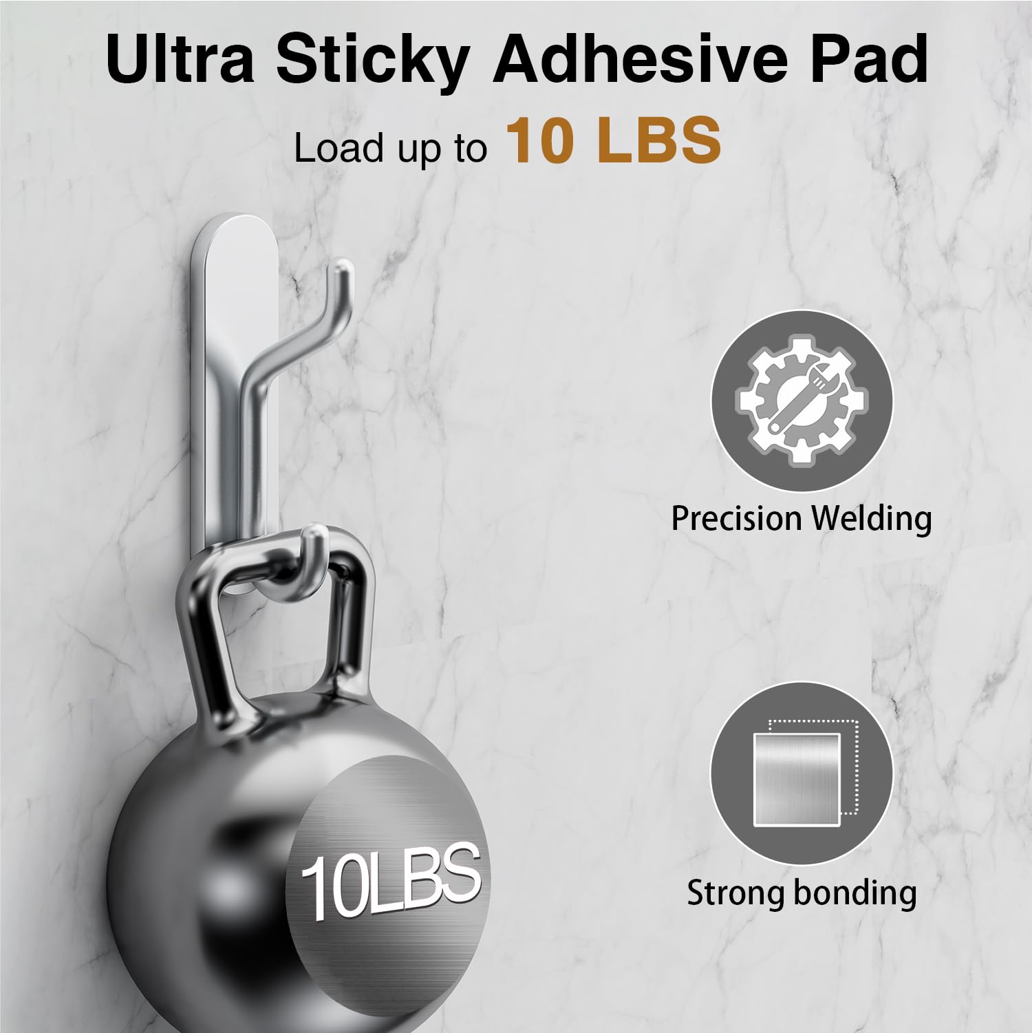 Adhesive Bathroom Towel Hook Wall: Heavy Duty Stick On Jacket Coat Wall Hanging Hooks for Shower 4 PCS Silver