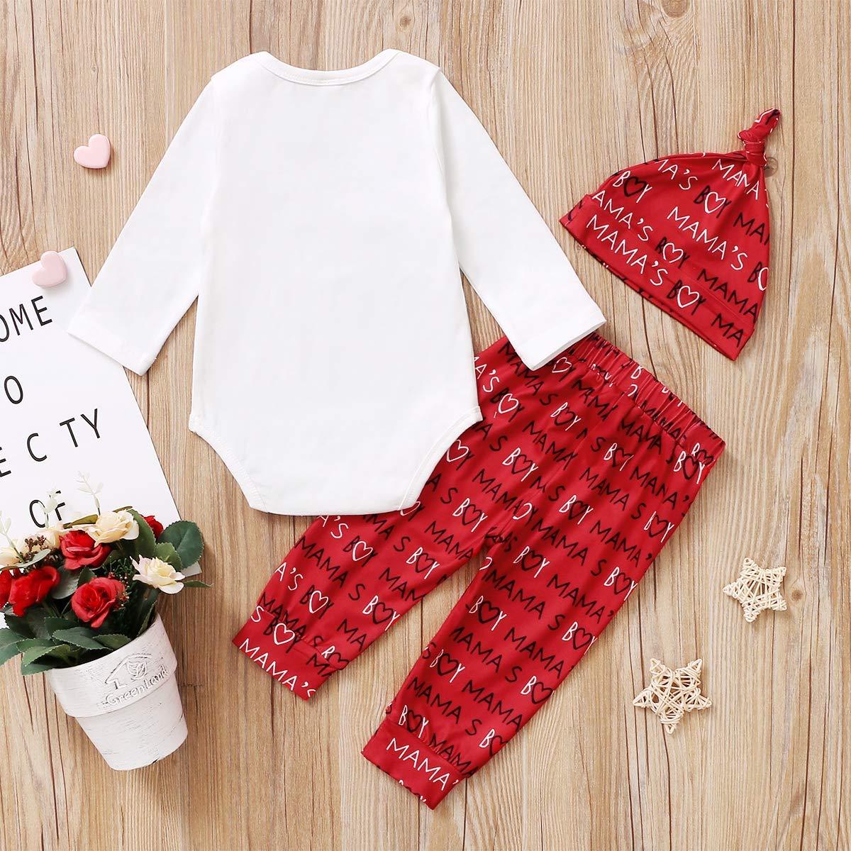 Singcoco Baby Boy Valentine's Day Outfit Newborn Mommy's Little Valentine Bodysuit (Red, 0-3 Months)