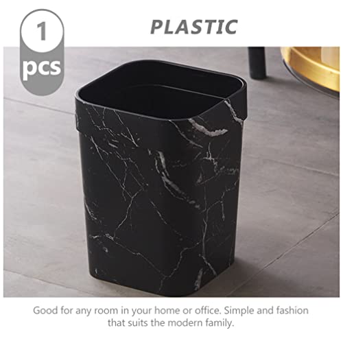 Cabilock Uncovered Trash Can Creative Marble Garbage Can Paper Waste Basket Dustbin Pen Pencil Desktop Storage Organizer for Home Kitchen Bathroom Office