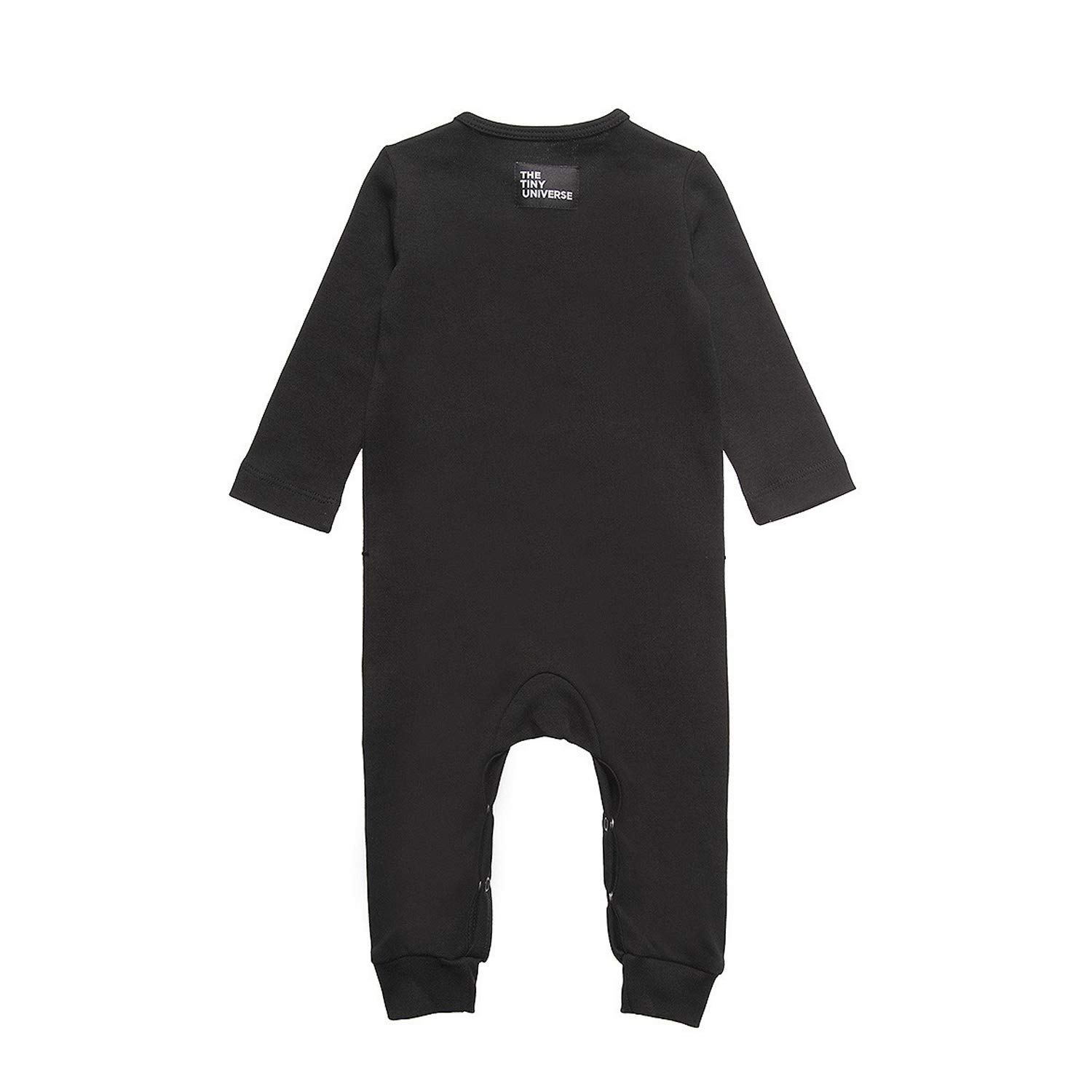 The Tiny Universe Tuxedo Onesie for Fancy Baby Boys, Body Suit with Satin Bow-Tie, Jumpsuit Gentleman Wedding Outfit (All Black, 80 / 12M)