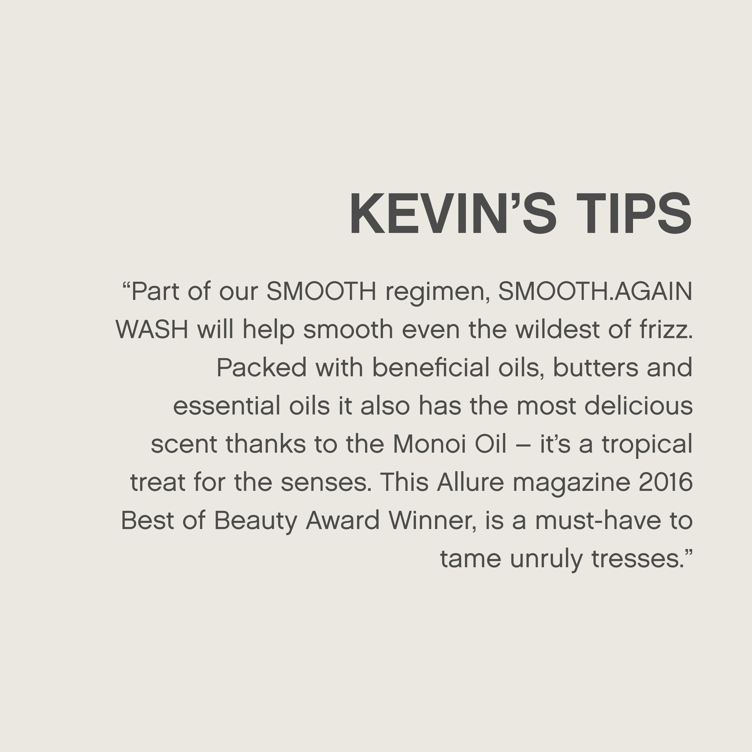 KEVIN.MURPHY SMOOTH.AGAIN WASH - Frizz Control Shampoo - For Thick, Coarse & Unruly Hair - Moisturising Shampoo for Hair Hydration - Sulphate & Paraben Free - 250 mL / 8.4 fl oz