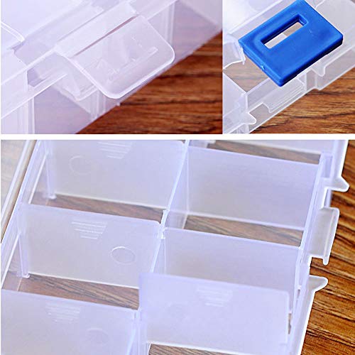 ETSAMOR 5pcs Plastic Jewelry Box 4 Colors Adjustable Divider Removable Grid Compartment Jewelry Earring Tool Containers for Small Accessories