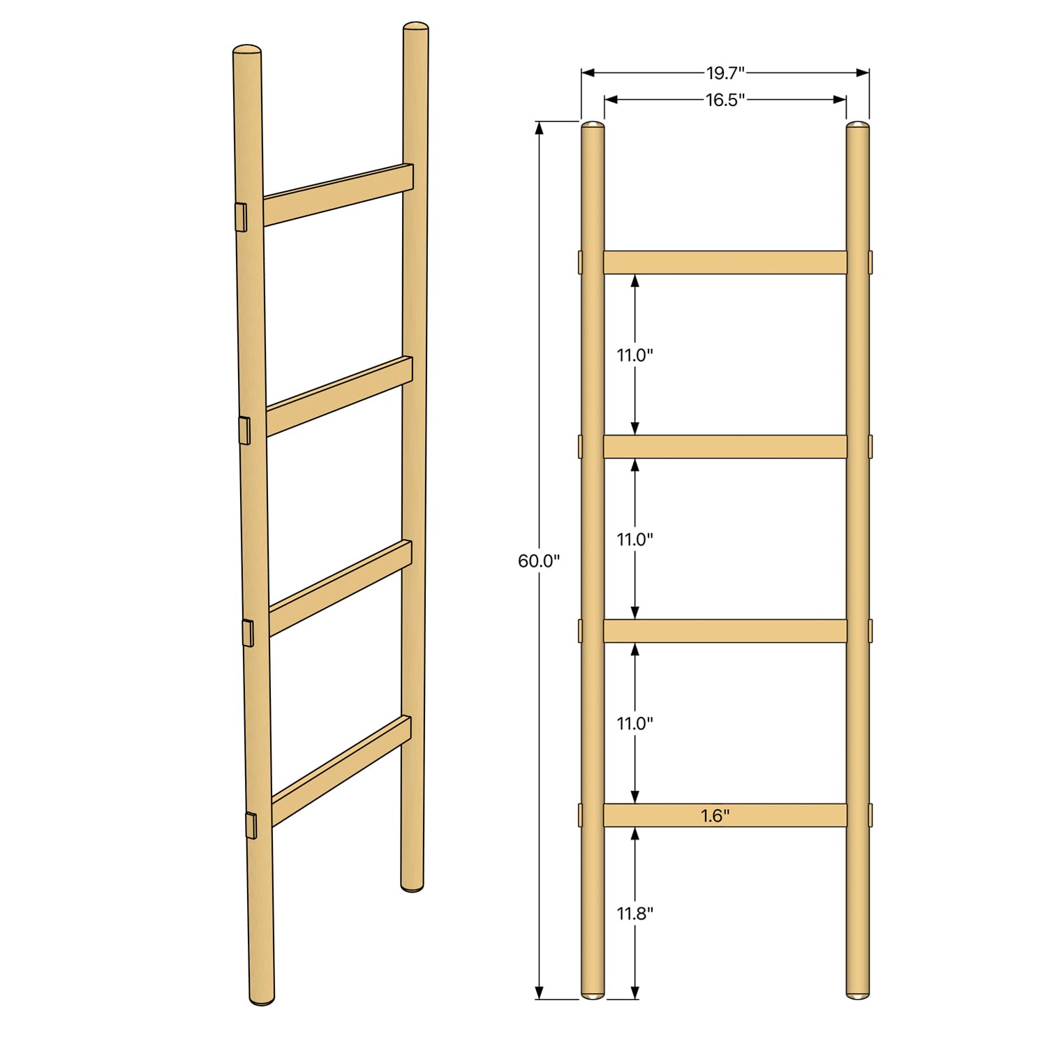 Asta Spateak Select Towel Ladder, Solid Teak 4-Bar Towel Ladder, ST-86 (60")